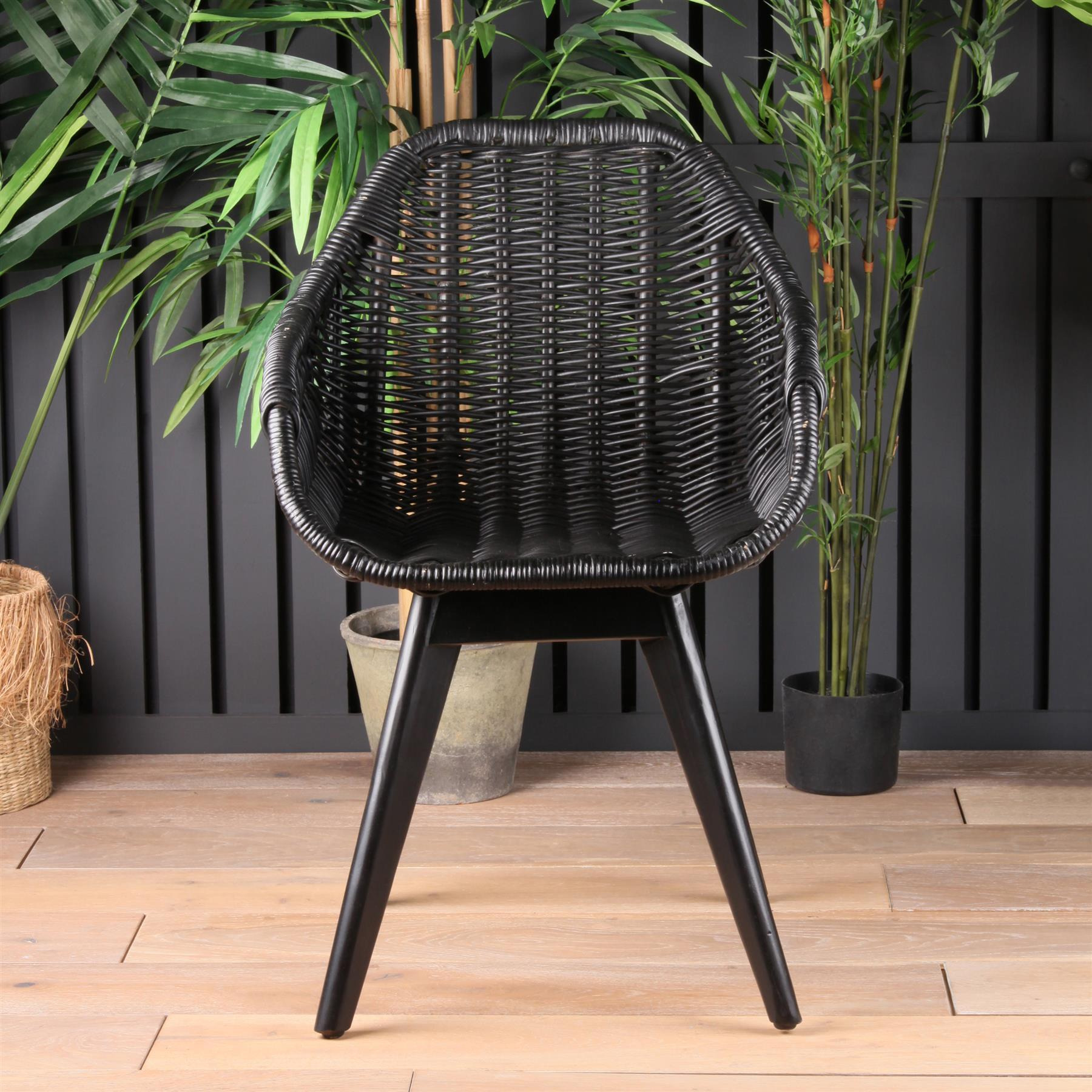 Solo Dining Chair - Black Rattan Seat - Black Base - Where Saints Go by ...