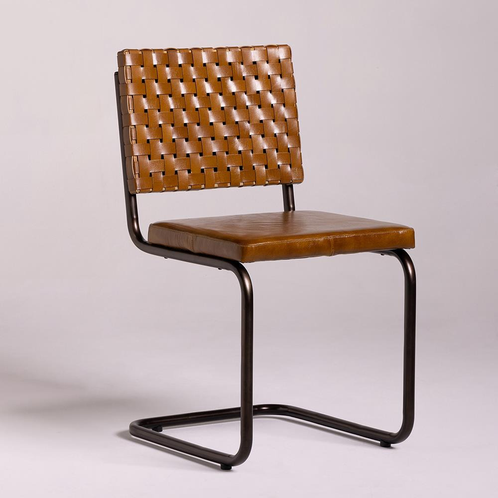 Harrison Dining Chair - Brown Seat - Nickel Base - Where Saints Go Tan ...