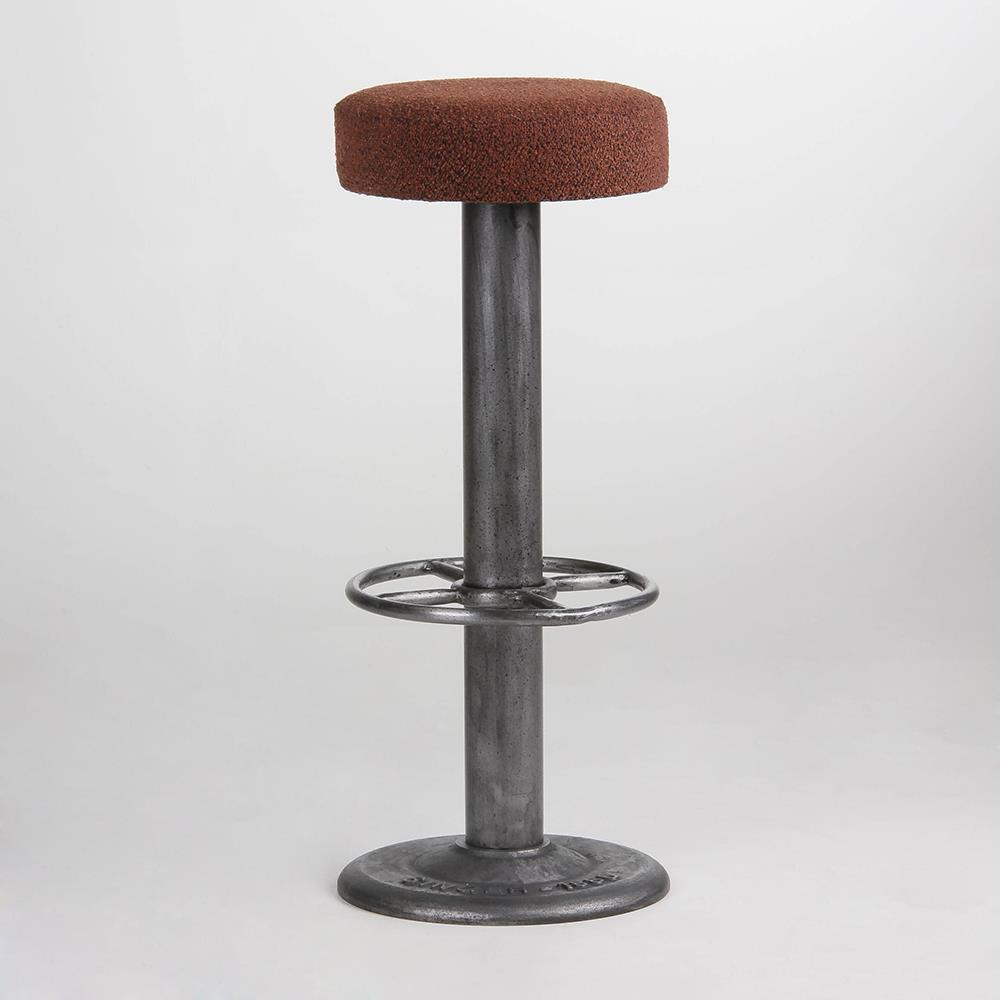 Pole Bar Stool Rust Boucle -Steel Base - 75 - Where Saints Go by Where ...