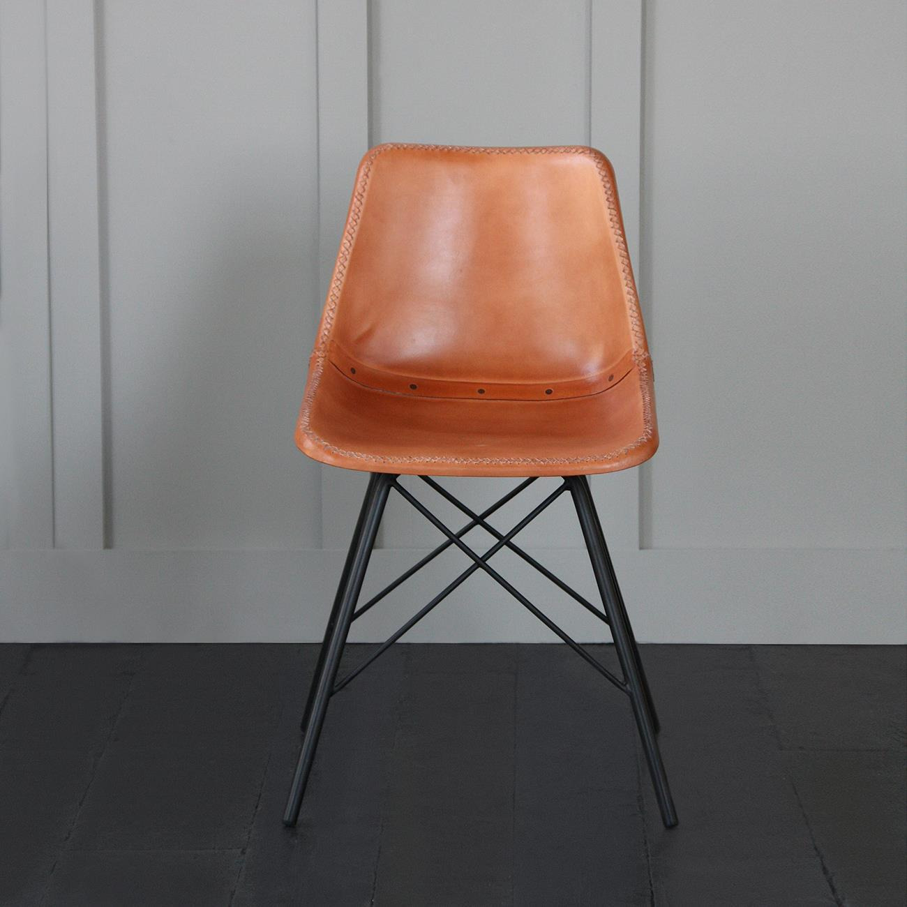 Cross Leg Dining Chair - Tan Seat - Black Base - Where Saints Go by ...