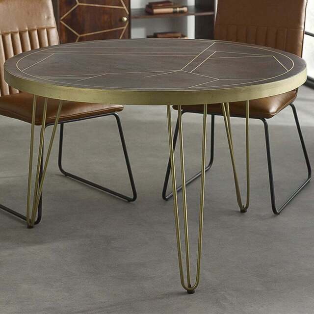 Brooklyn Ozella 4 Seater Dark Gold Round Dining Table by wilko ...