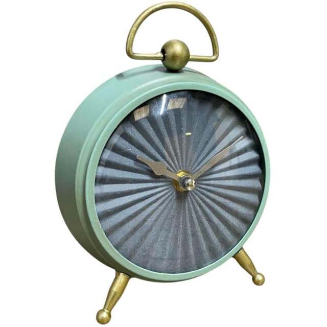 Acacia Home Blue and Gold Retro Table Clock by wilko | ufurnish.com