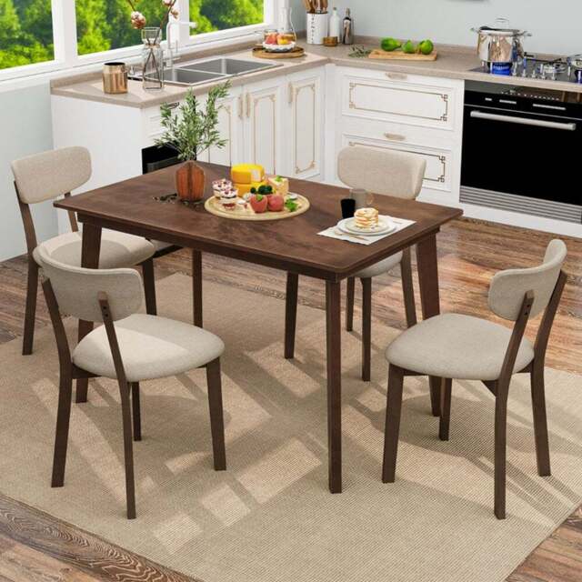Costway 4 Seater Dining Table Set Brown by wilko | ufurnish.com