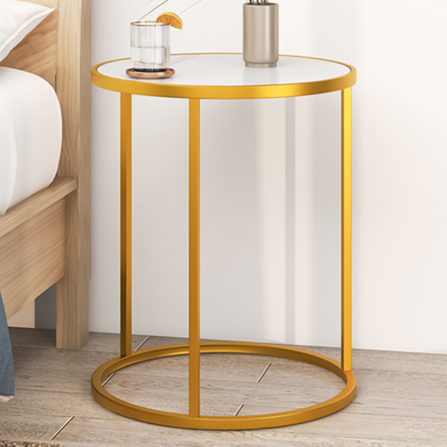 Costway Golden Marble Top Round Side Table by wilko | ufurnish.com