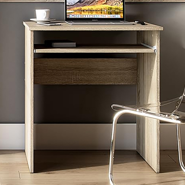 Kudl Luna Computer Desk with Pull Out Tray Oak by Wilko | ufurnish.com