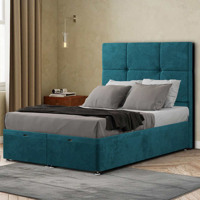 Portland Jacob Single Emerald Plush Ottoman Bed with Headboard by Wilko ...