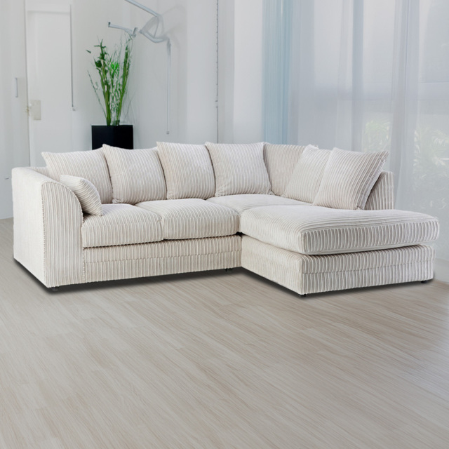 Portland Canolo Luxury 3 Seater Cream Jumbo Cord Right Hand Corner ...