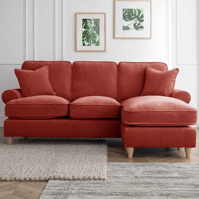 The Victoria 3 Seater Apricot Right Hand Chaise Sofa by Wilko ...