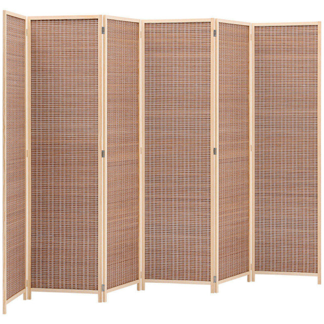 Living and Home 6 Panel Brown Folding Wooden Privacy Screen by wilko ...