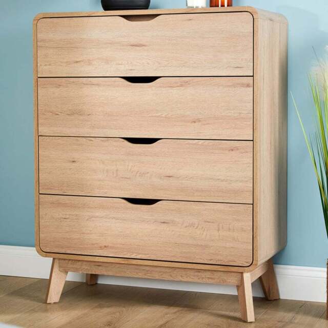Home Source Nordic 4 Drawers Oak Chest of Drawers by Wilko | ufurnish.com