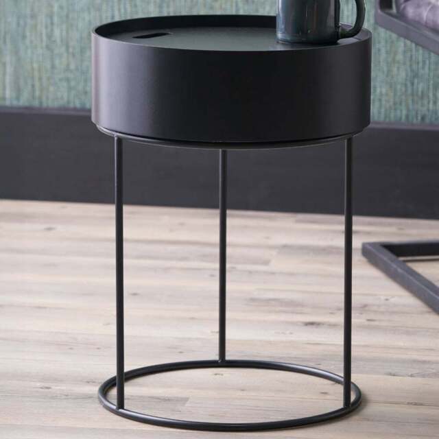 Pacific Lifestyle Hugo Black Wood Veneer and Black Metal Storage Table ...