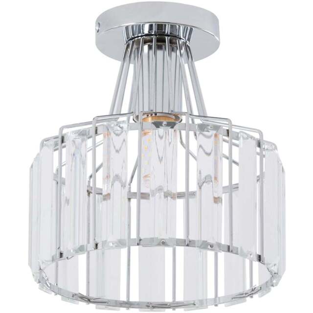 Living and Home E27 Screw Chrome Crystal Ceiling Light - Size: 20 x 19 ...