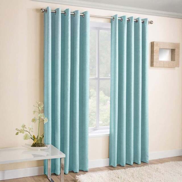 Enhanced Living Vogue Sky Blue Thermal Darkening Eyelet Curtains 117 x ...