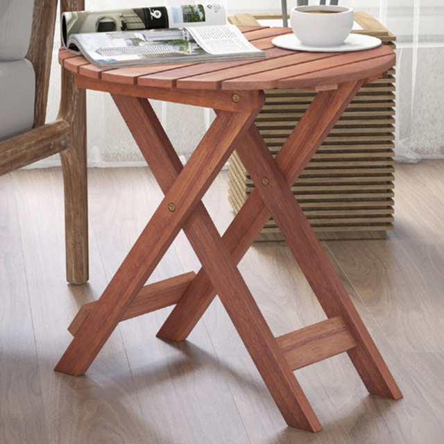 Costway Round Slatted Top Folding Side Table by wilko | ufurnish.com