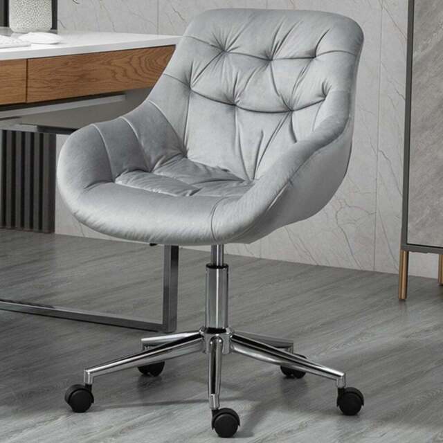 Portland Grey Velvet Swivel Ergonomic Office Chair by wilko | ufurnish.com