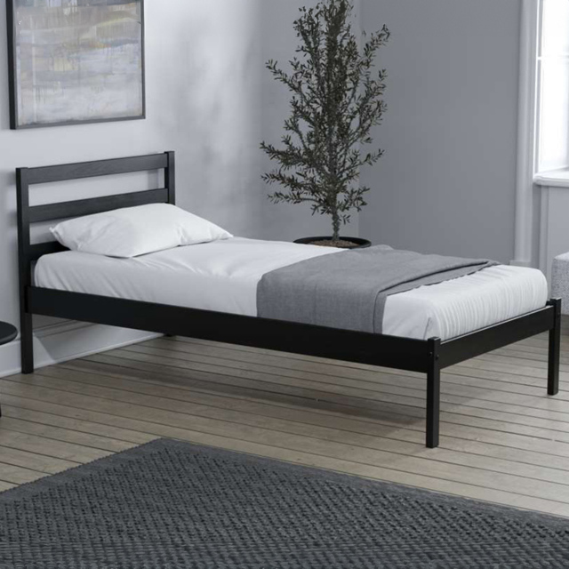 Luka Single Black Bed by Wilko | ufurnish.com