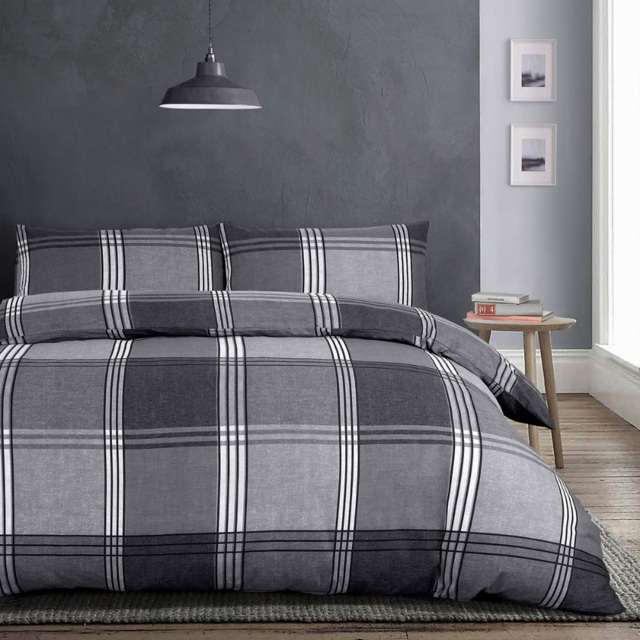 Velosso Hamilton Double Slate Check Duvet Set by Wilko | ufurnish.com