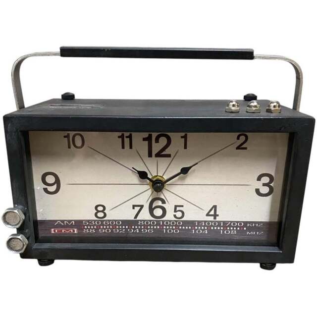 Acacia Home Black Rectangular Table Clock with Handle by Wilko ...