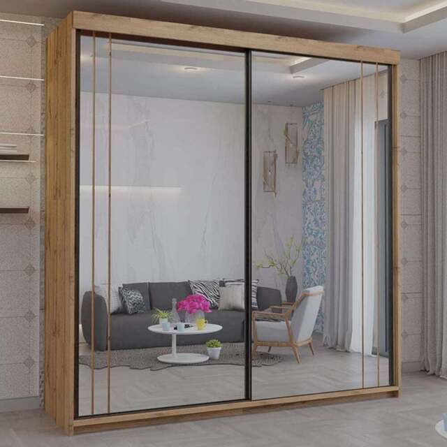 Sliding Wardrobes 4U 2 Sliding Door Oak Modern Wide Full Length ...