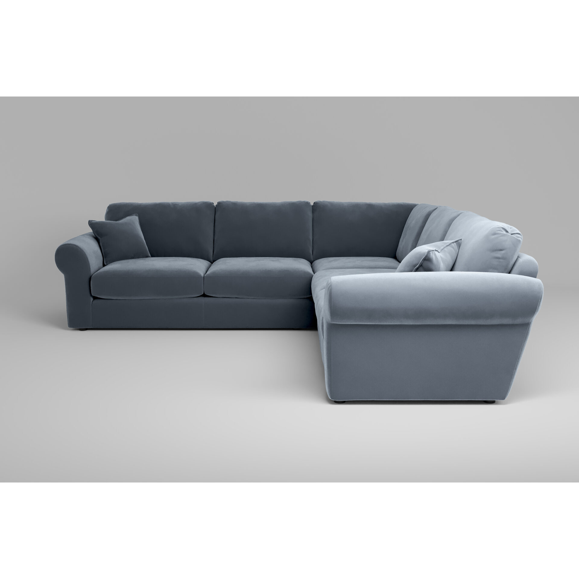 Mellow Large Corner Platinum Sofa - Grey Velvet by Zofa | ufurnish.com