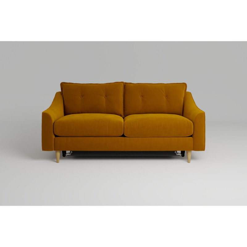 Hush - 3 Seater Velvet Sofa Bed in Saffron Yellow by Zofa | ufurnish.com