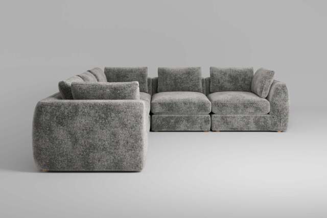 Zen - 5 Piece Corner - Rearrangeable Modular Sofa - Luxe Textured ...