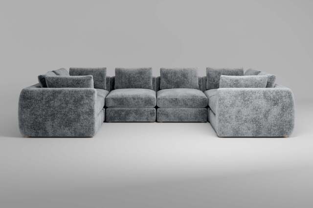 Zen - 6 Piece U Shape - Rearrangeable Modular Sofa - Luxe Textured ...