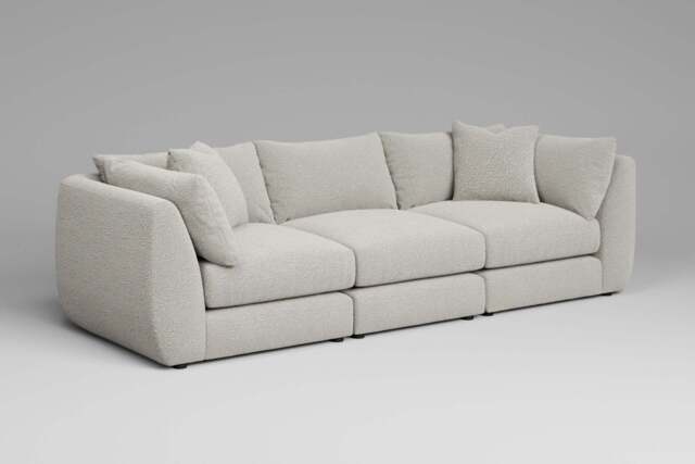 Utopia - 3 Piece - Rearrangeable Modular Sofa - Boucle Ivory Tailored ...