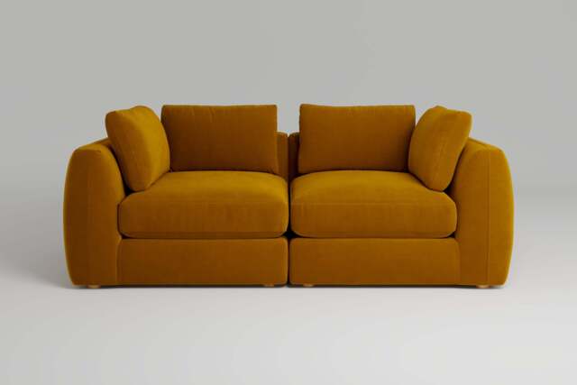 Zen - 2 Piece - Rearrangeable Modular Sofa - Soft Touch Velvet Saffron ...