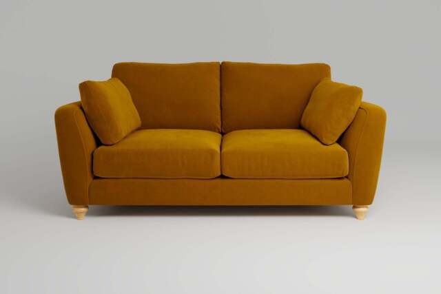 Daydream - 3 Seater Sofa - Soft Touch Velvet Saffron by Zofa | ufurnish.com