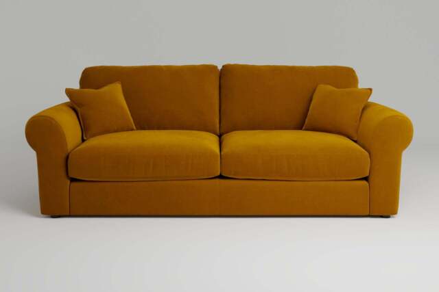 Mellow - 4 Seater Sofa - Soft Touch Velvet Saffron by Zofa | ufurnish.com