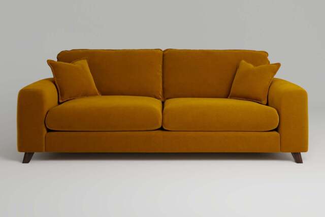 Serenity - 4 Seater Sofa - Soft Touch Velvet Saffron by Zofa | ufurnish.com