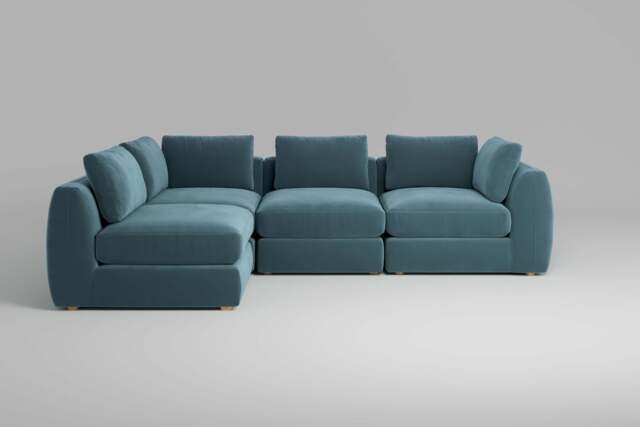Zen - 4 Piece Corner - Rearrangeable Modular Sofa - Soft Touch Velvet ...