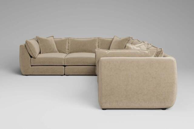 Utopia - 6 Piece - Rearrangeable Modular Sofa - Luxe Woven Velvet Latte ...