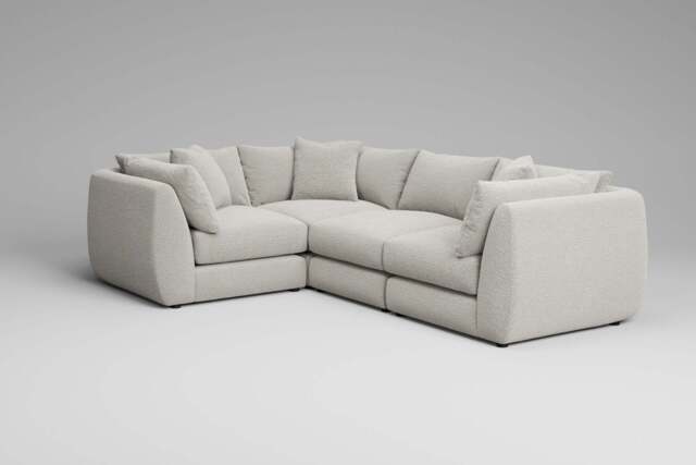 Utopia - 4 Piece - Rearrangeable Modular Sofa - Boucle Ivory Tailored ...